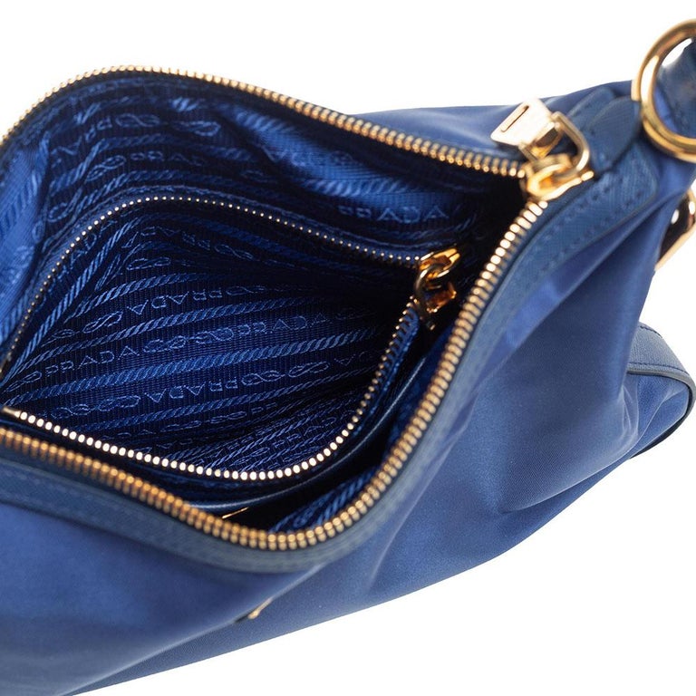 Prada Royal Blue Nylon and Leather Crossbody Bag at 1stDibs