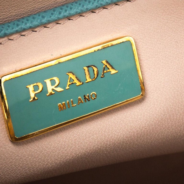 Prada Royal Blue Saffiano Leather Pyramid Frame Top Handle Bag For Sale ...