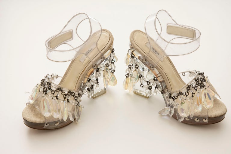 Prada Runway Clear PVC Lucite Faceted Crystal Platform Sandals, Spring ...