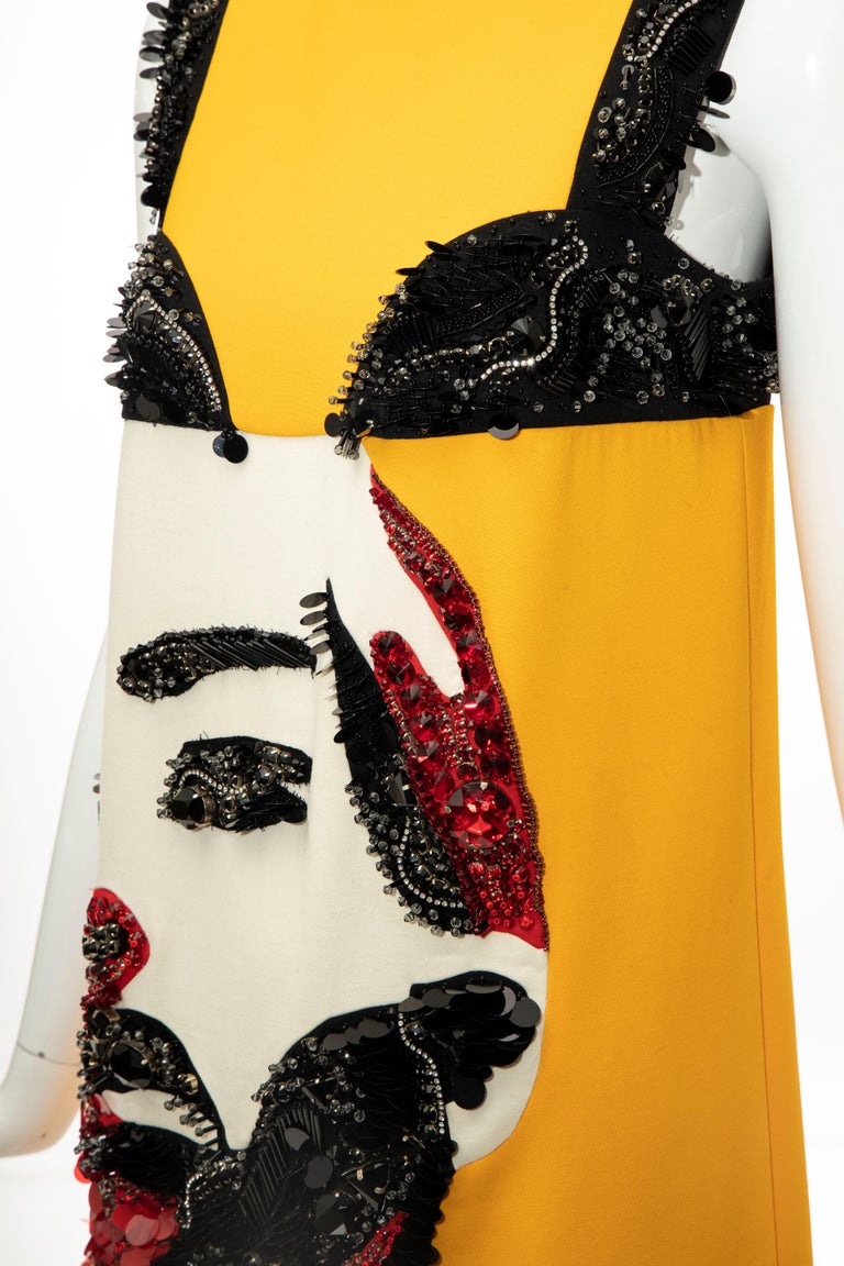 Prada Runway Wool Silk Sleeveless Bead Embroidery Shift Dress, Spring ...