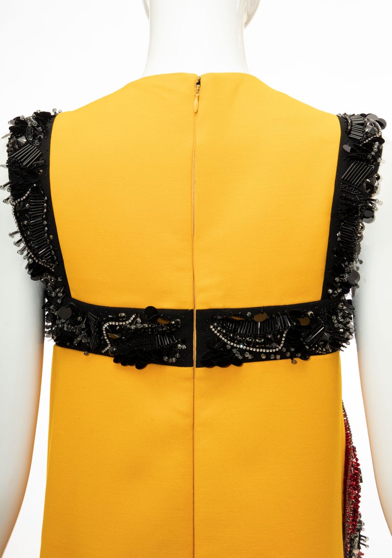 Prada Runway Wool Silk Sleeveless Bead Embroidery Shift Dress, Spring ...