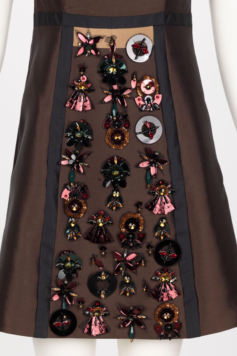 Prada S/S 2005 Majestic Silk Embelished Mini Dress For Sale at 1stDibs