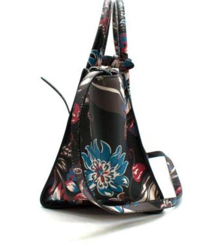 Prada Saffiano Leather Floral Print Tote Bag For Sale at 1stDibs