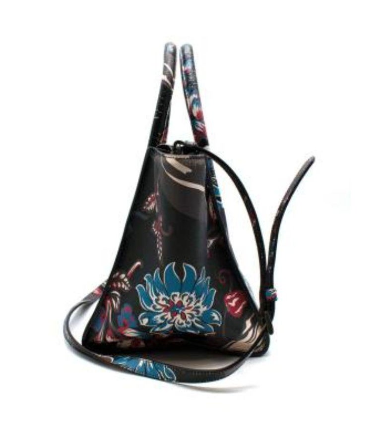 Prada Saffiano Leather Floral Print Tote Bag For Sale at 1stDibs