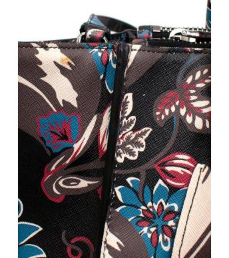 Prada Saffiano Leather Floral Print Tote Bag For Sale at 1stDibs
