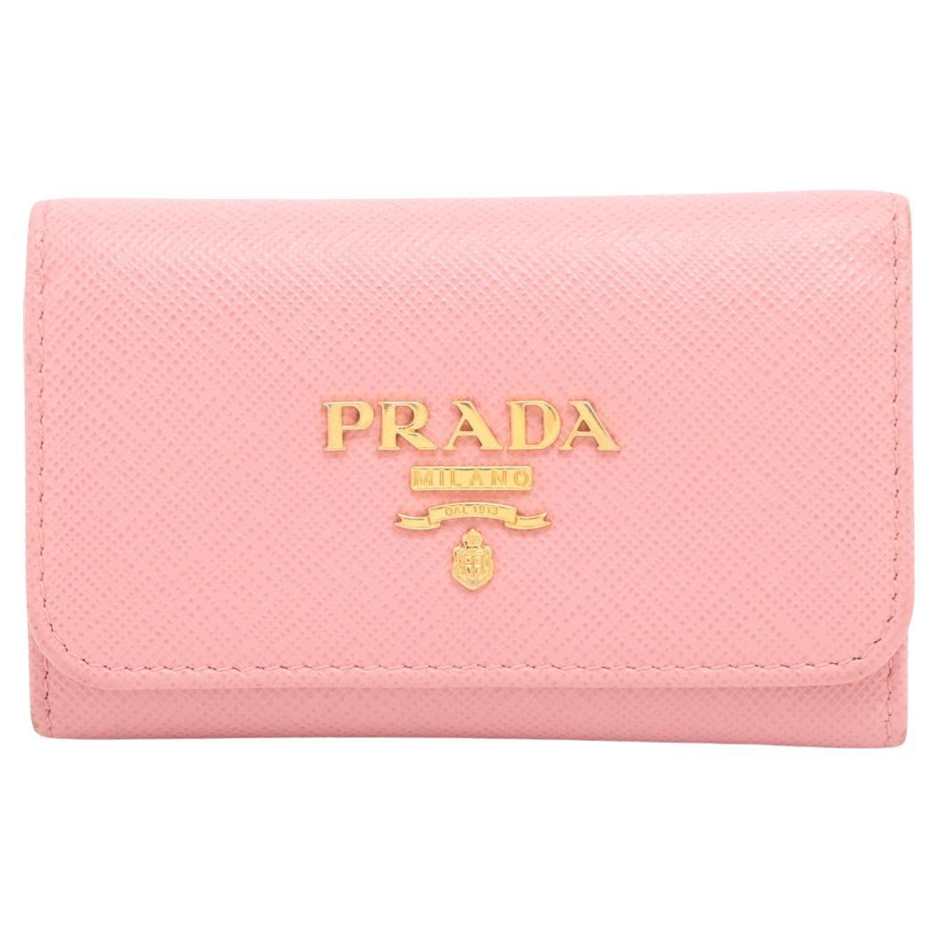 Prada Saffiano Leather Key Case Pink For Sale at 1stDibs