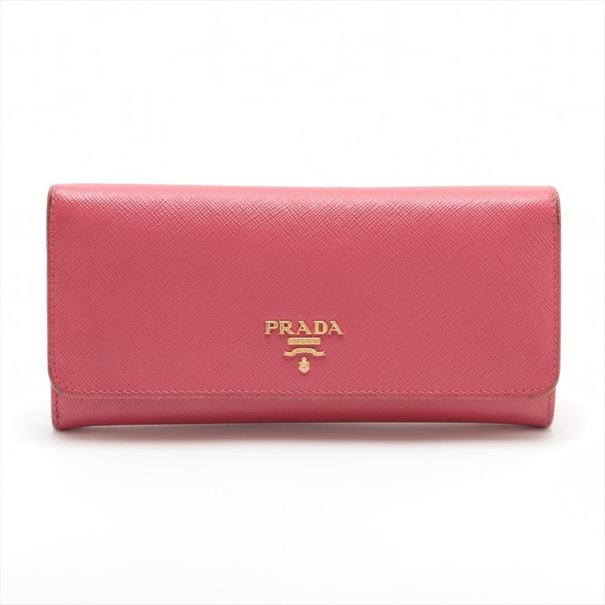 Prada Saffiano Leather Long Wallet Rose Pink For Sale at 1stDibs