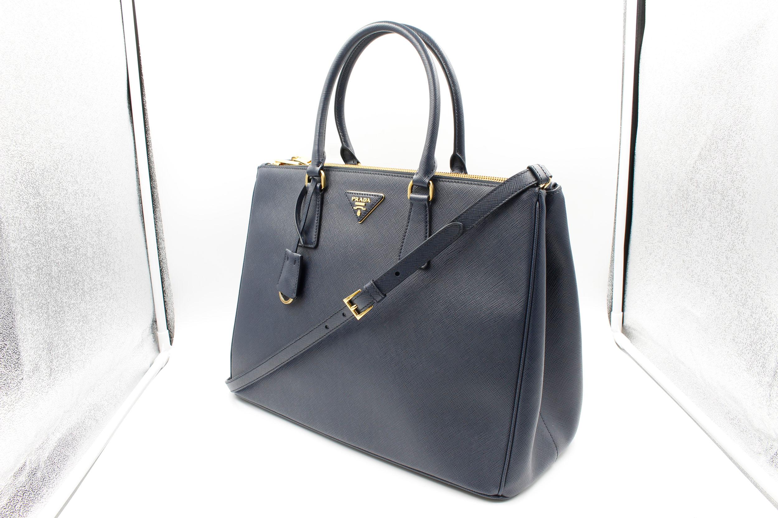 PRADA Saffiano Lux Galleria Navy Blue Leather Ladies Tote 1BA786NZV at ...
