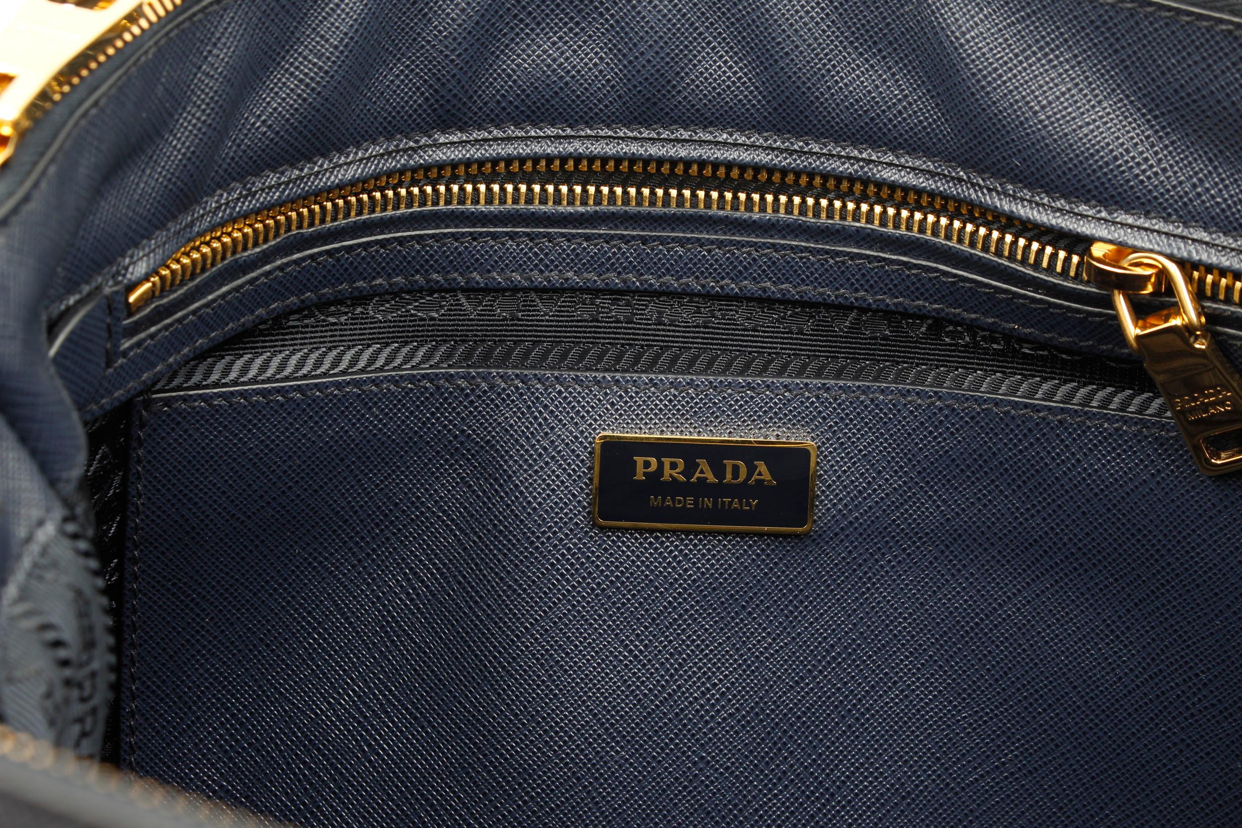 PRADA Saffiano Lux Galleria Navy Blue Leather Ladies Tote 1BA786NZV at ...