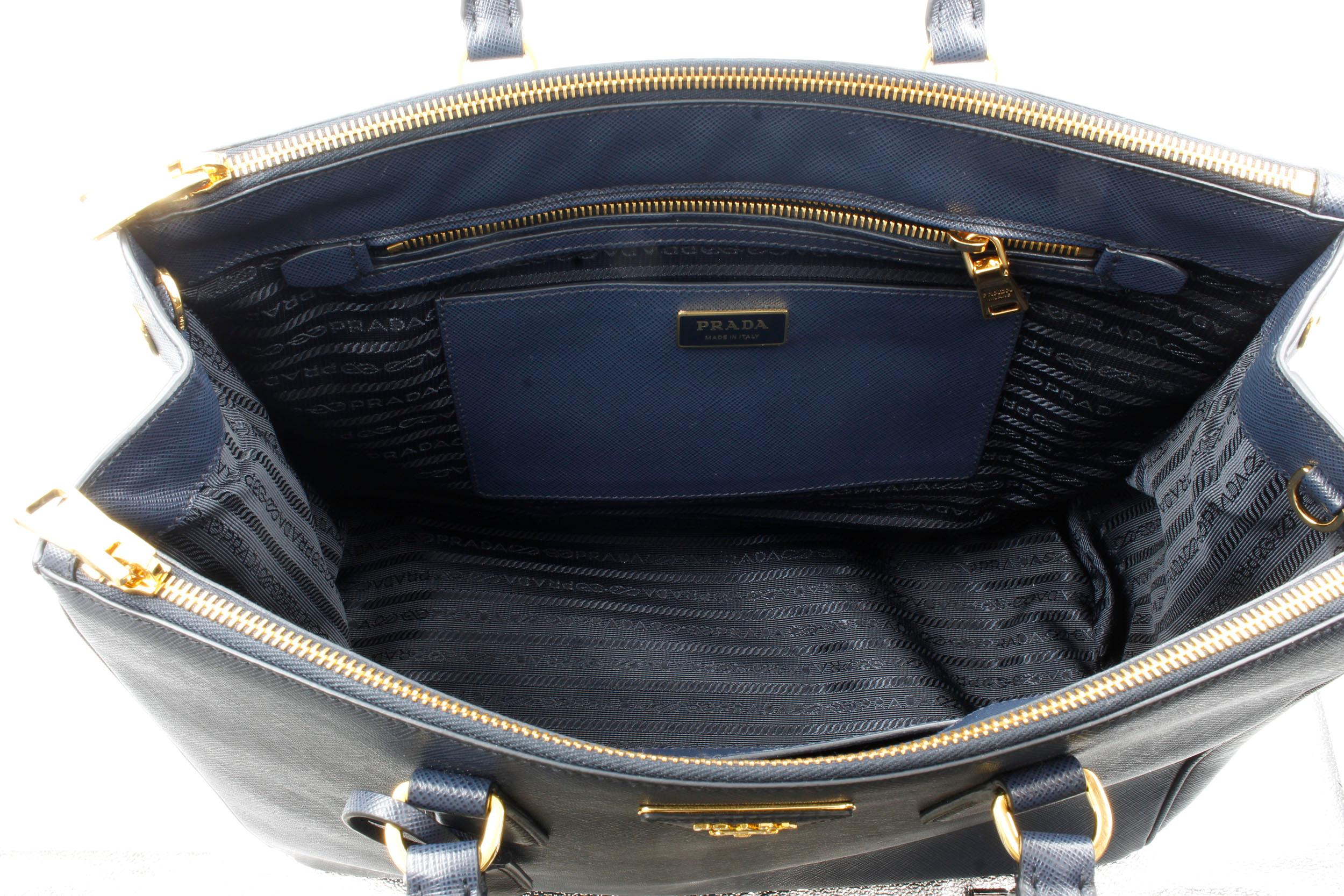 PRADA Saffiano Lux Galleria Navy Blue Leather Ladies Tote 1BA786NZV at ...