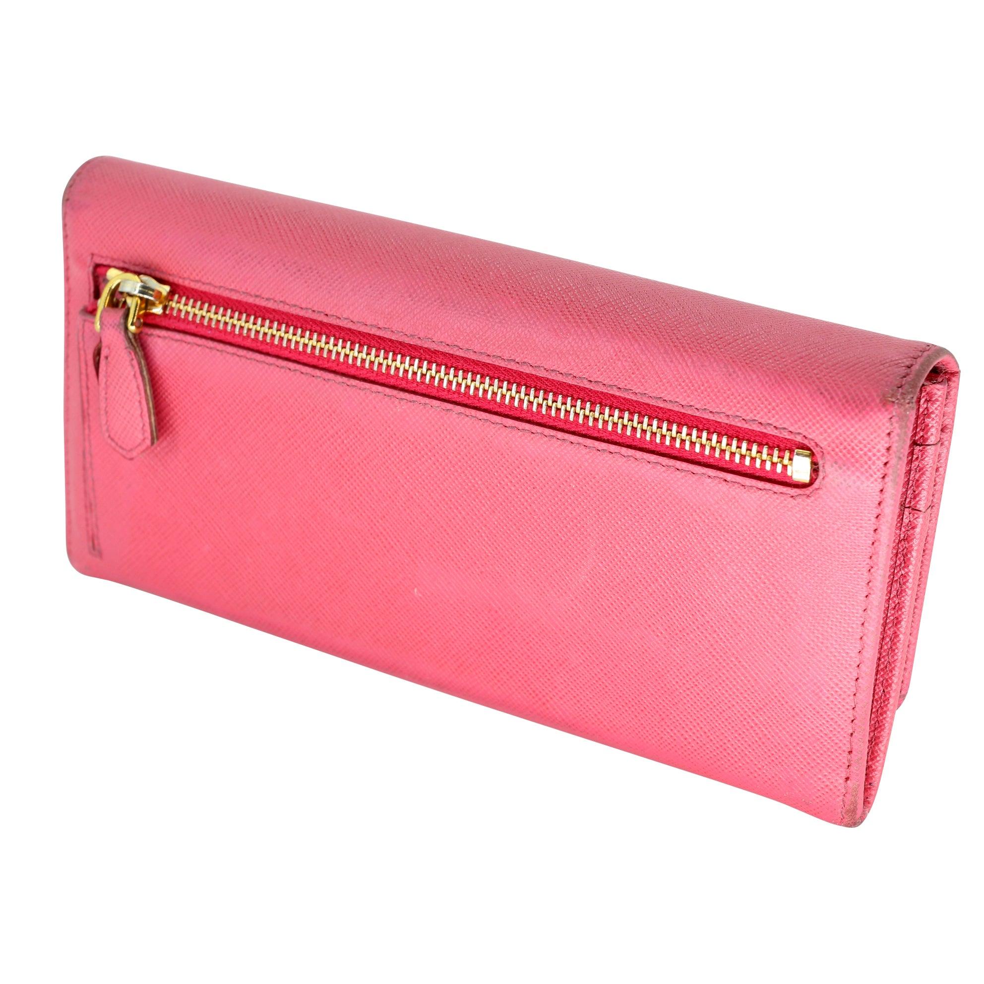Prada Saffiano Peonia Fiocco Bow Pink Wallet PR-W1005P-A005 at 1stDibs ...