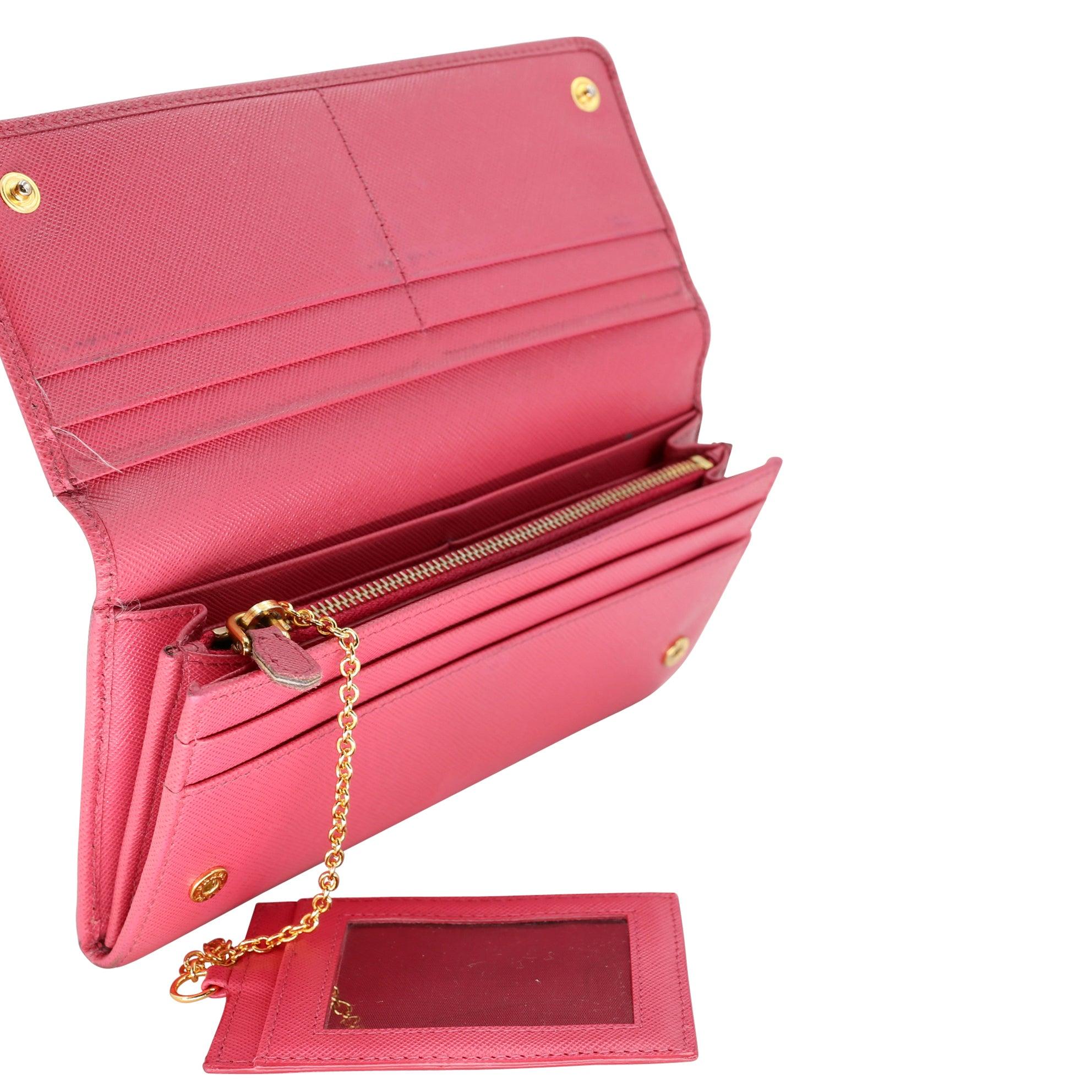 Prada Saffiano Peonia Fiocco Bow Pink Wallet PR-W1005P-A005 at 1stDibs ...
