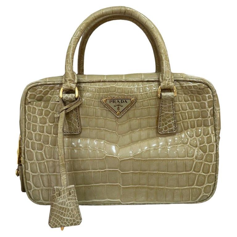 Prada Satchel Ocher Leather Top Handle Bag For Sale at 1stDibs