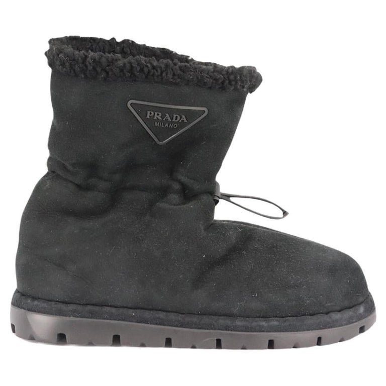 Prada Shearling Lined Suede Ankle Boots Eu3 8 Uk 5 Us 8 For Sale at 1stDibs