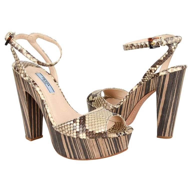 Prada Shoe Snake Ankle Strap Striking Platform 37 / 7 New w/Box For ...