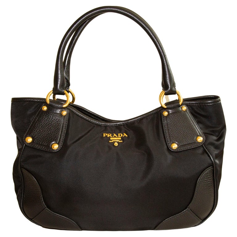 Prada Shoulder Bag in Black Nylon and Black Leather For Sale at 1stDibs