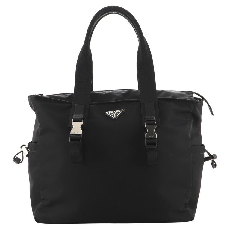 Prada Side Pocket Buckle Tote Tessuto Medium For Sale at 1stDibs