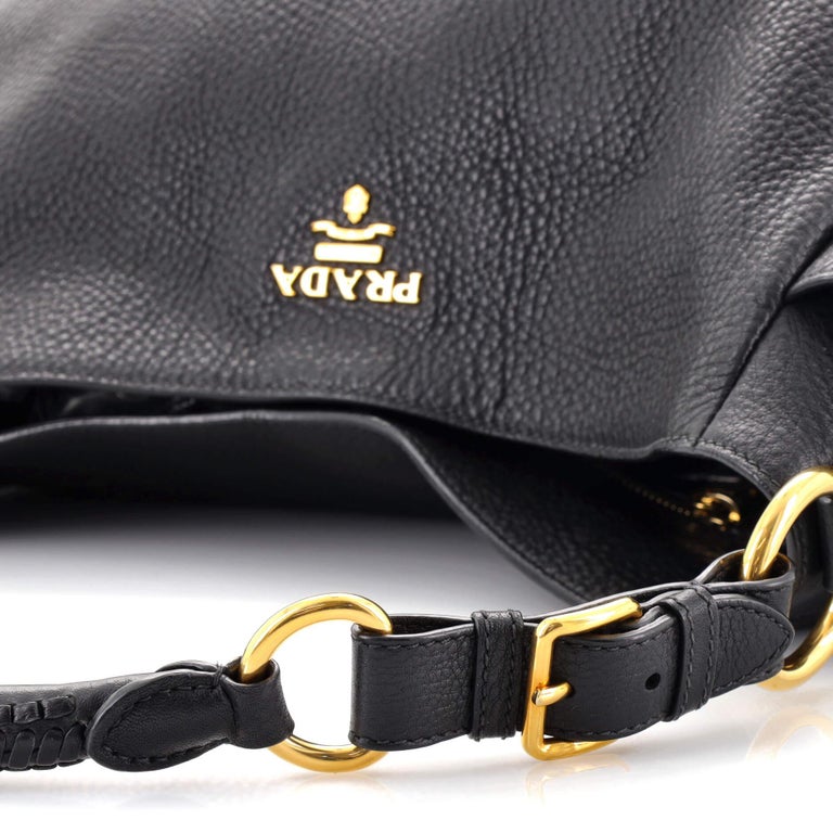 Prada Side Pocket Zip Hobo Vitello Daino Large at 1stDibs