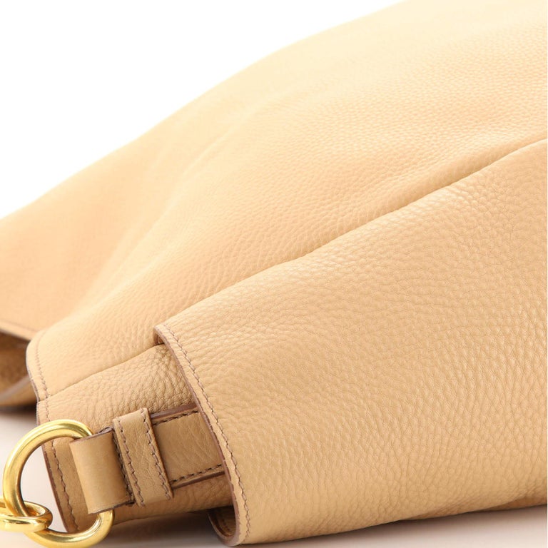 Prada Side Pocket Zip Hobo Vitello Daino Large For Sale at 1stDibs
