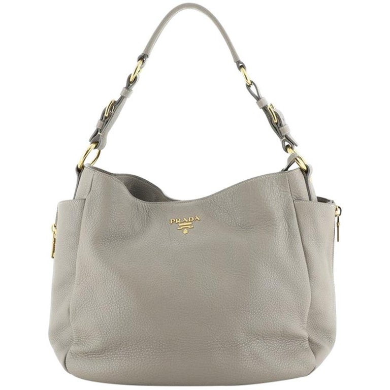 Prada Side Pocket Zip Hobo Vitello Daino Large at 1stDibs