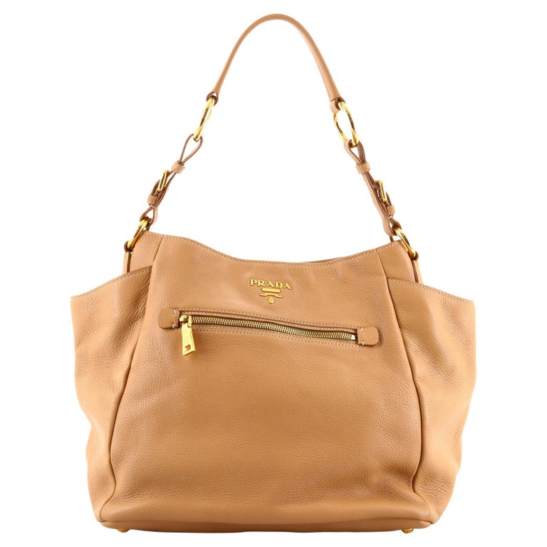 Prada Side Pocket Zip Hobo Vitello Daino Large at 1stDibs