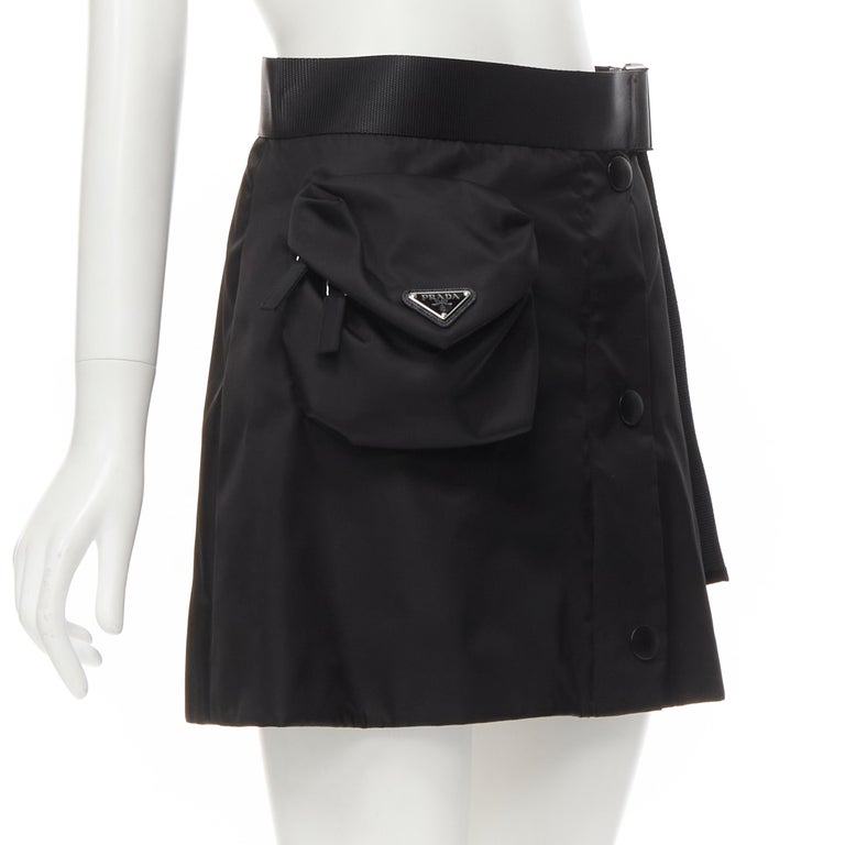 PRADA Signature Triangle flap pouch pocket nylon belted nylon skirt S ...
