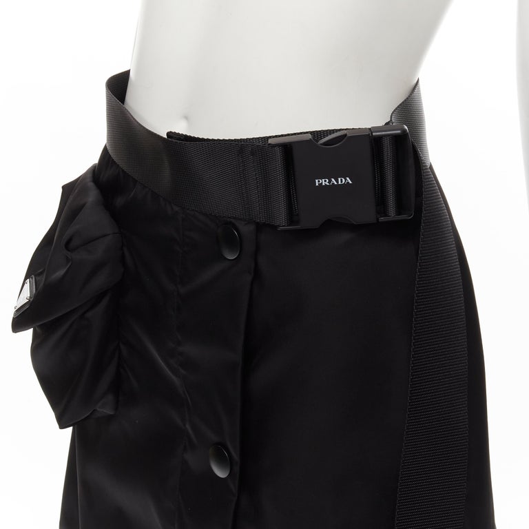 PRADA Signature Triangle flap pouch pocket nylon belted nylon skirt S ...
