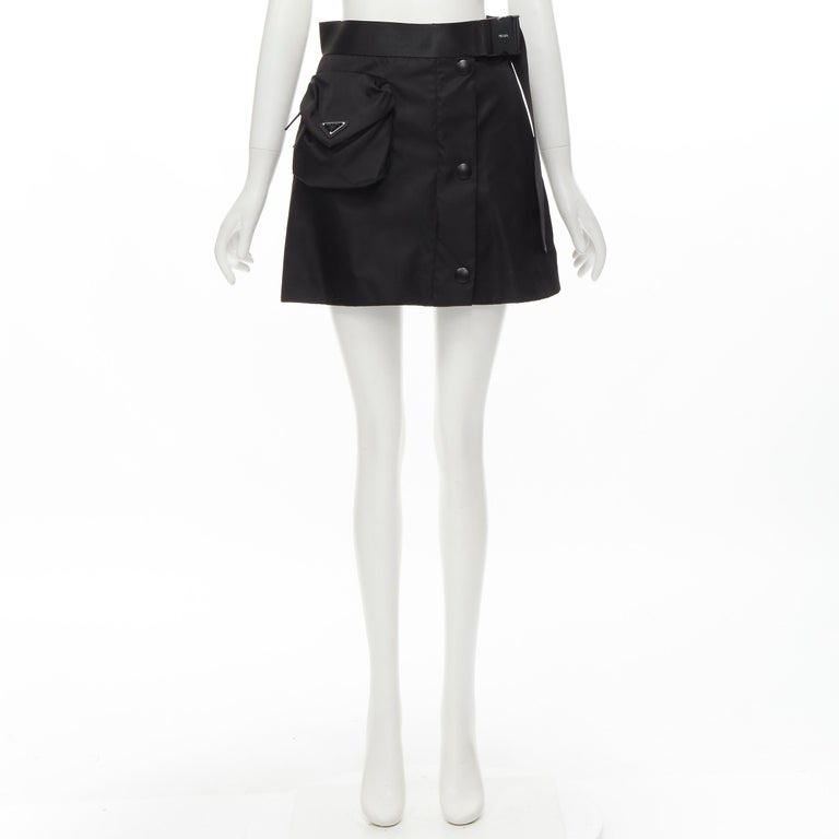 PRADA Signature Triangle flap pouch pocket nylon belted nylon skirt S ...