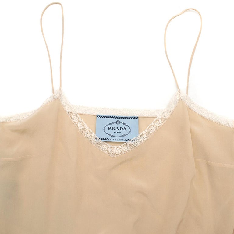 Prada Silk Blend Nude Mini Slip Dress - Size US 2 For Sale at 1stDibs ...