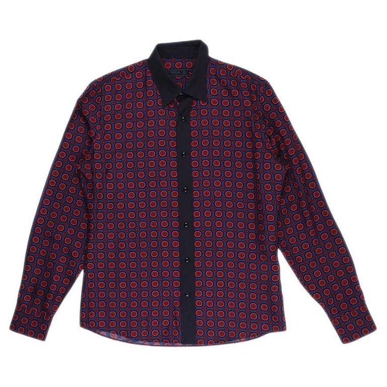 Prada Silk Button-Up Men Silk Shirt Size 40/15.75 (M) For Sale at 1stDibs