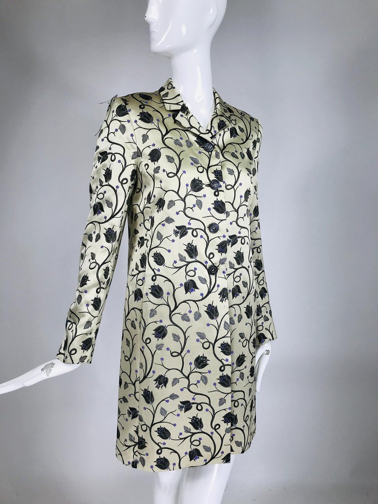 Prada Silver Cream Silk Twining Vine Brocade Coat at 1stDibs | prada ...