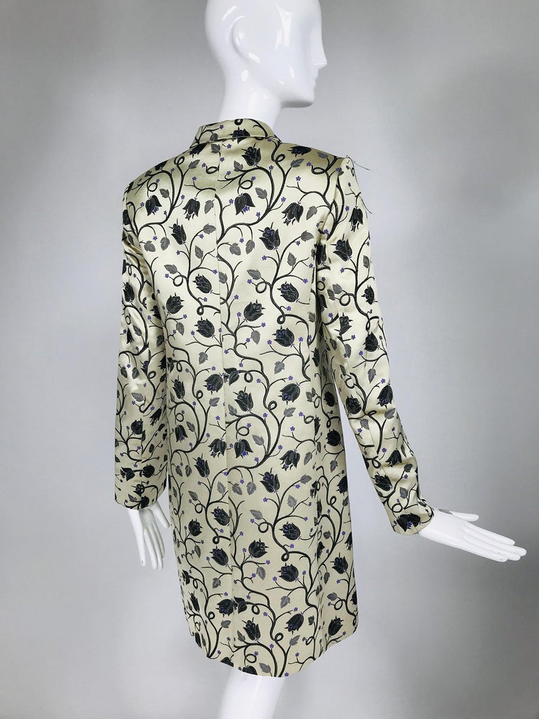 Prada Silver Cream Silk Twining Vine Brocade Coat at 1stDibs | prada ...