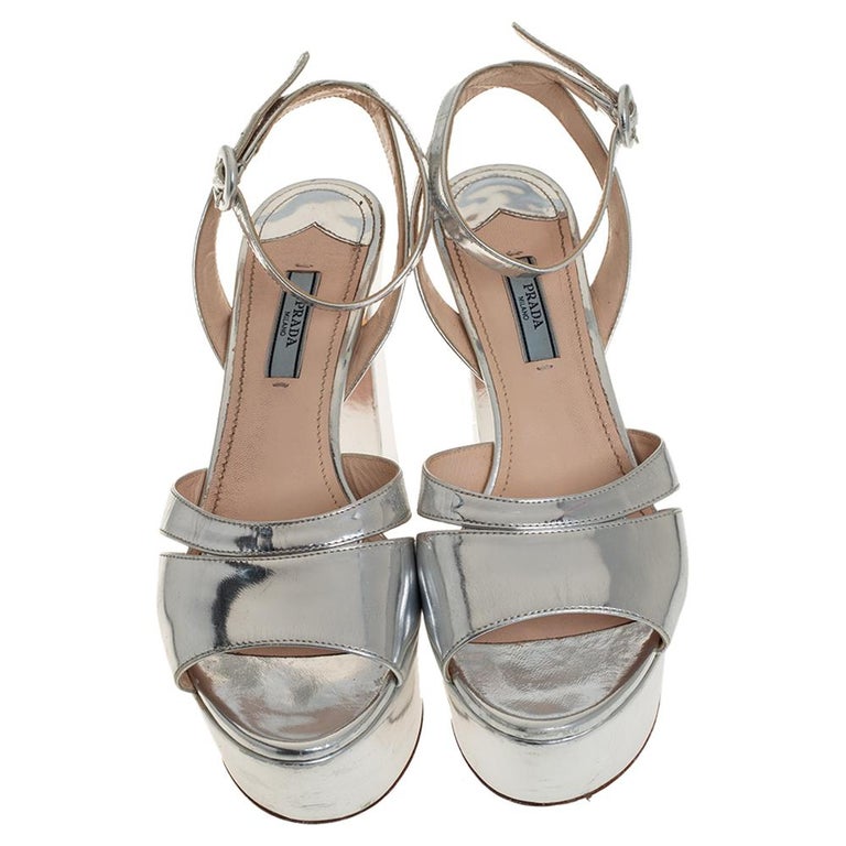 prada silver toe shoes
