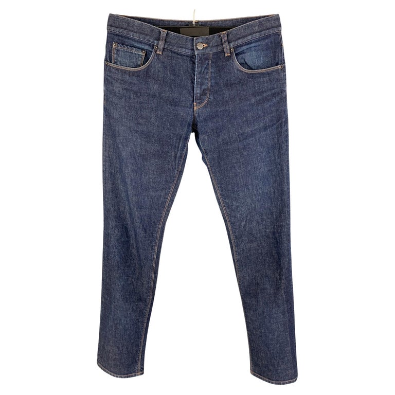PRADA Size 33 Blue Cotton Slim Button Fly Jeans For Sale at 1stDibs