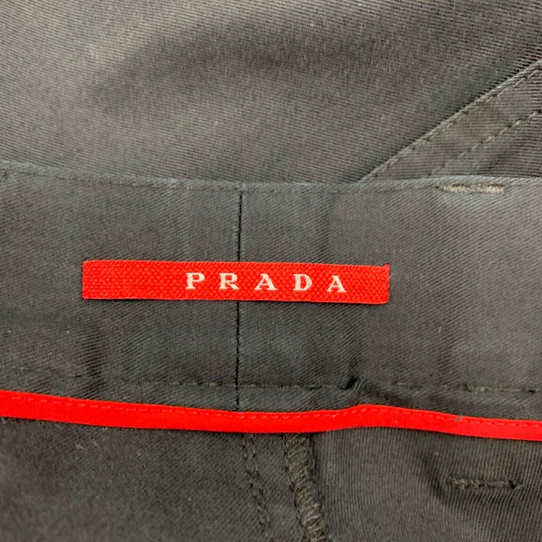 PRADA Size 34 Black Cotton Blend Button Fly Casual Pants For Sale at ...