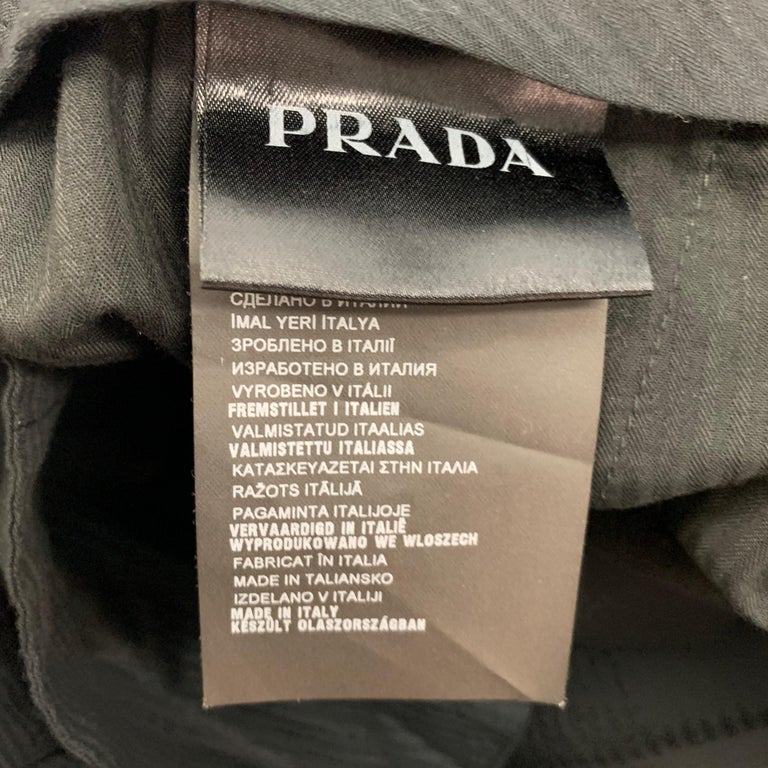 PRADA Size 34 Black Virgin Wool Button Fly Dress Pants For Sale at 1stDibs