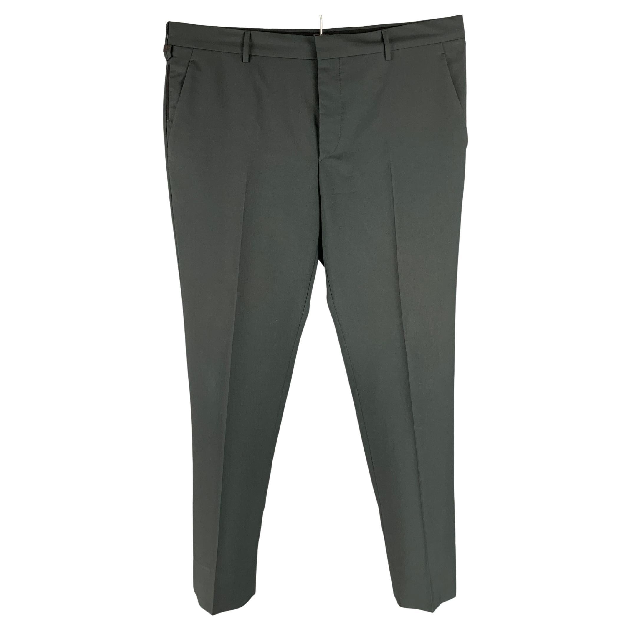 PRADA Size 36 Green Solid Wool Mohair Button Fly Dress Pants For Sale ...