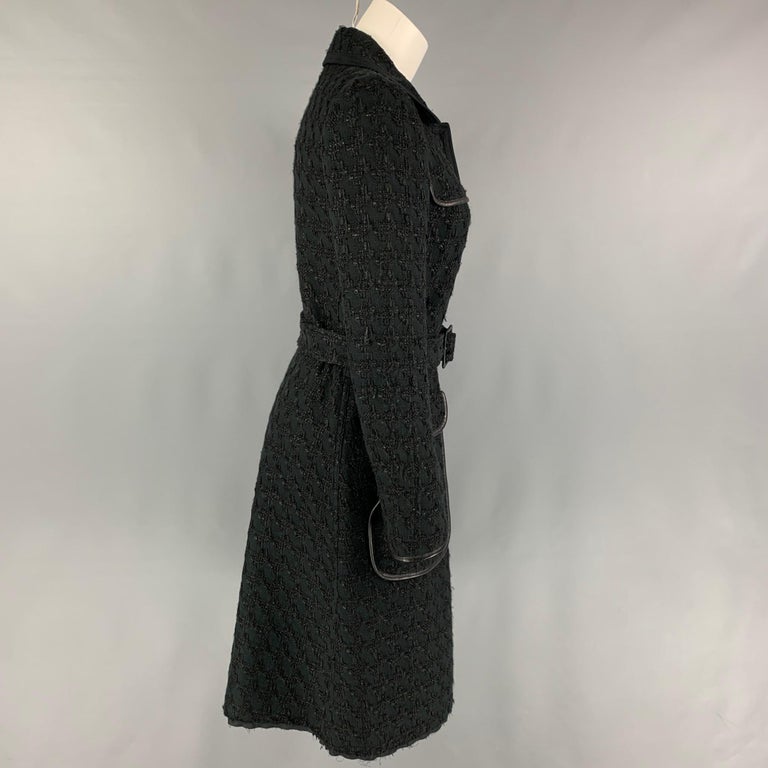 PRADA Size 4 Black Cotton Blend Textured Hidden Snaps Coat For Sale at ...