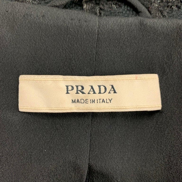 PRADA Size 4 Black Cotton Blend Textured Hidden Snaps Coat For Sale at ...
