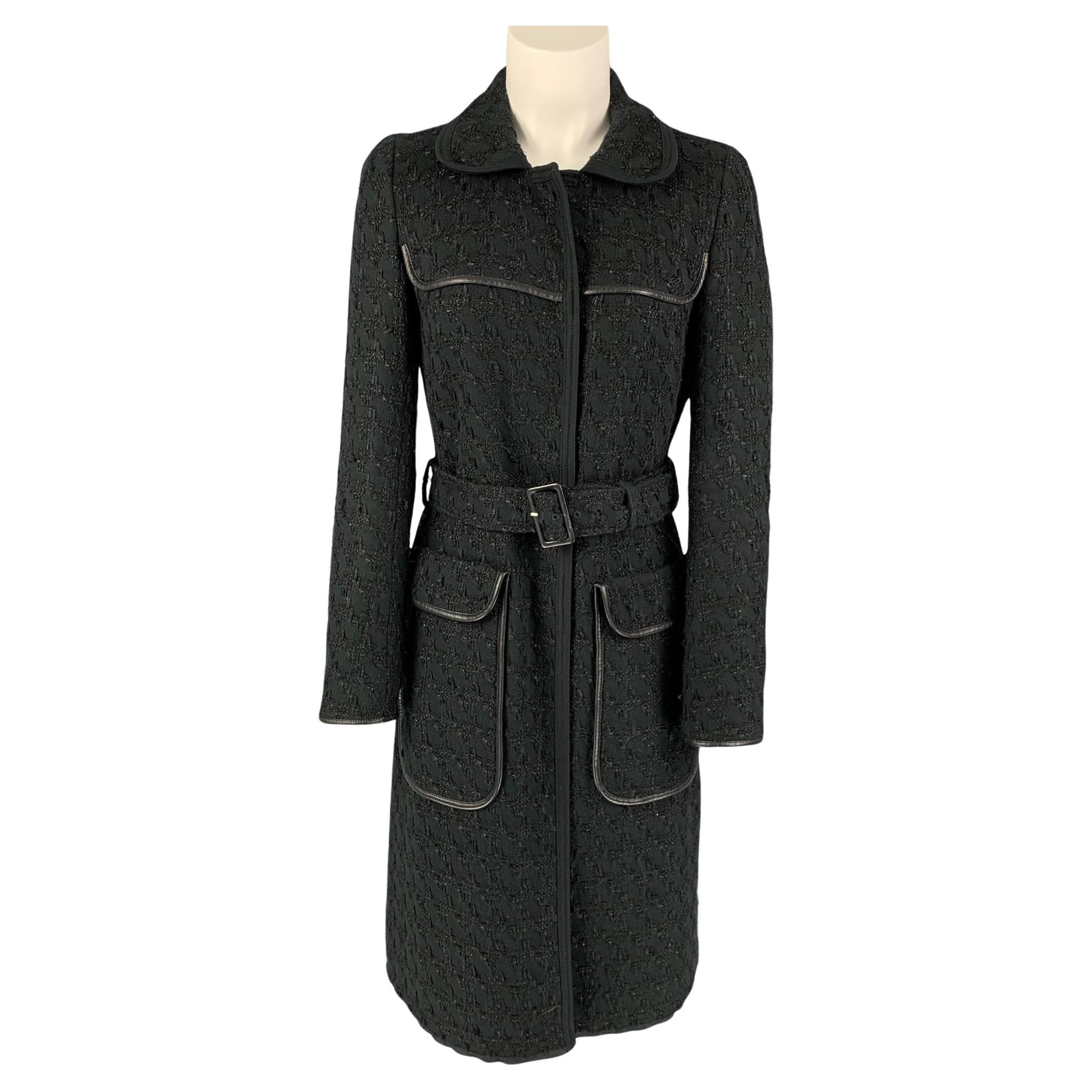 Prada Black Leather Coat at 1stDibs