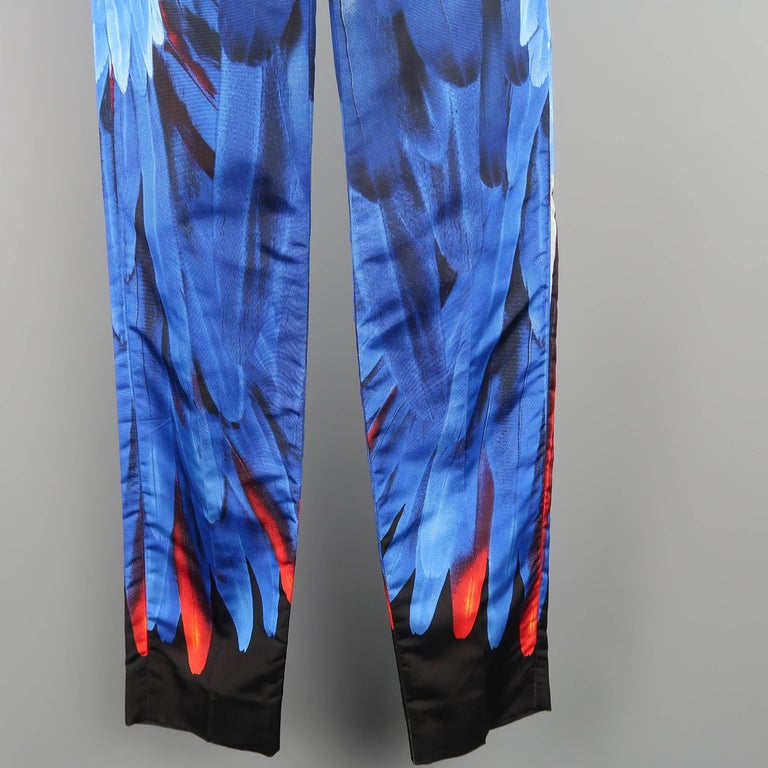 PRADA Pants - Spring 2005 Runway - Blue Red, Yellow Parrot Feather Silk ...