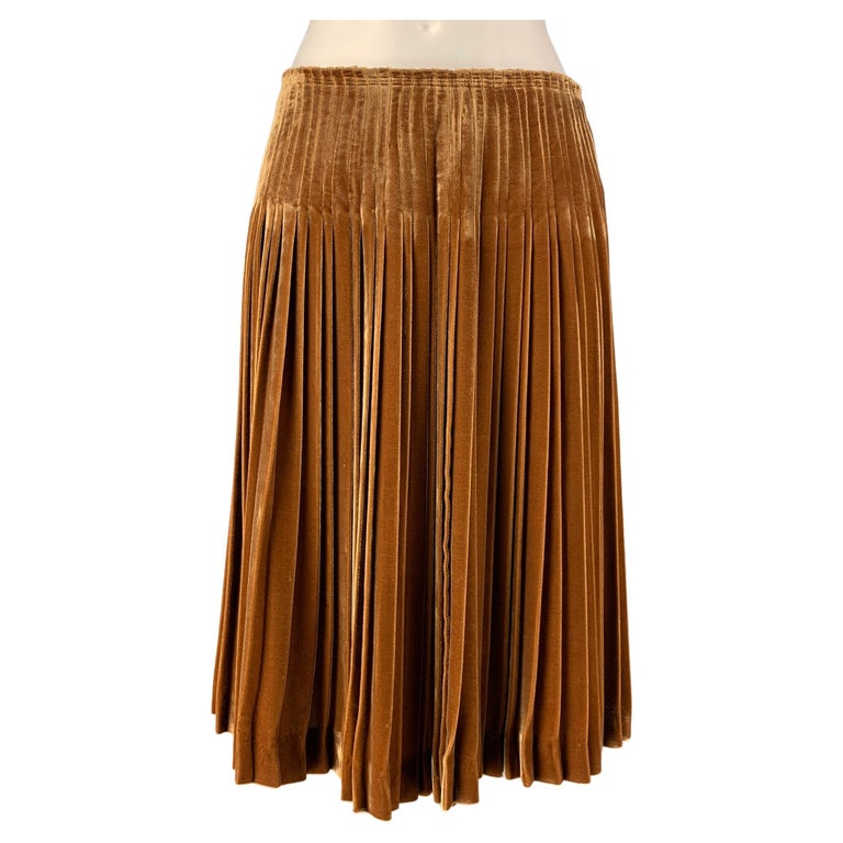 PRADA Size 4 Copper Viscose and Silk Pleated Circle Skirt For Sale at ...