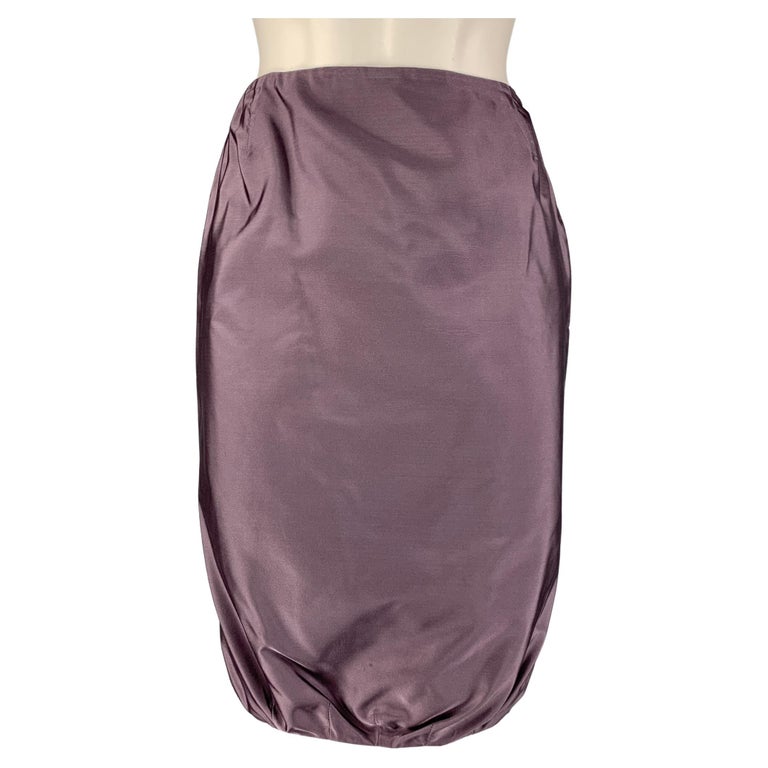 PRADA Size 4 Lilac Silk Solid Skirt For Sale at 1stDibs