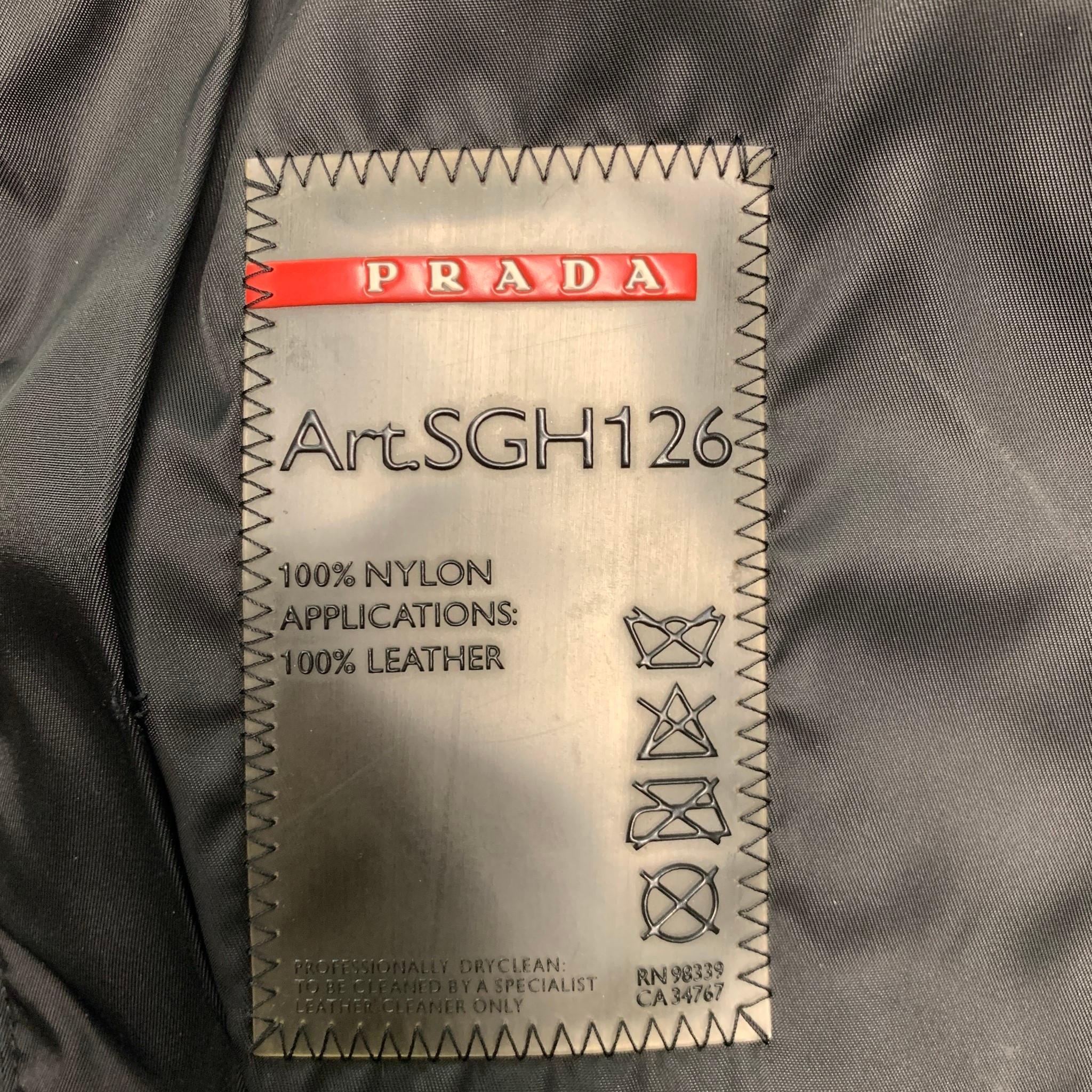 PRADA Size 40 Black Nylon Bomber Jacket For Sale at 1stDibs