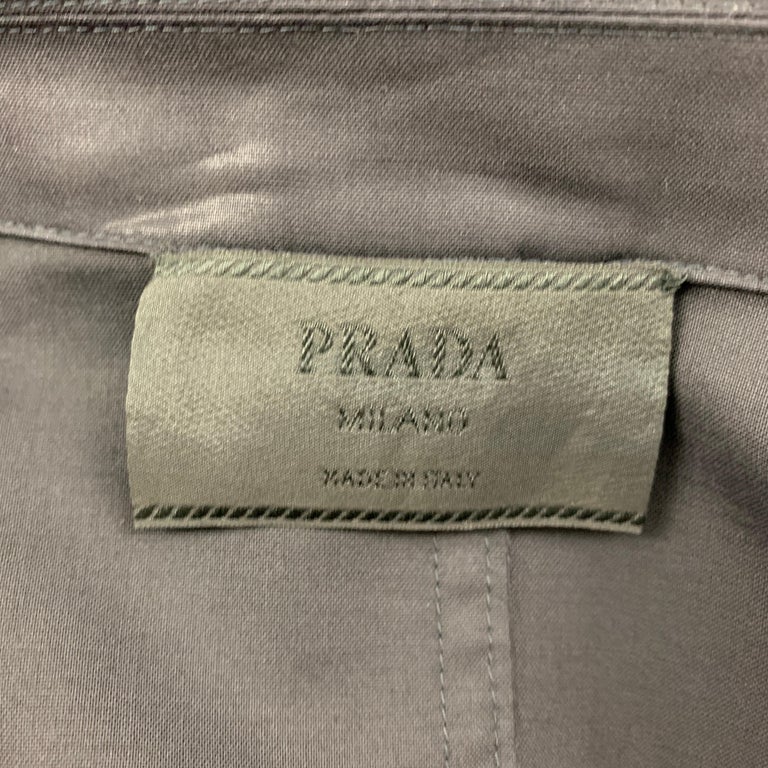 PRADA Size 42 Navy Belted Double Breasted Trench Coat For Sale at 1stDibs