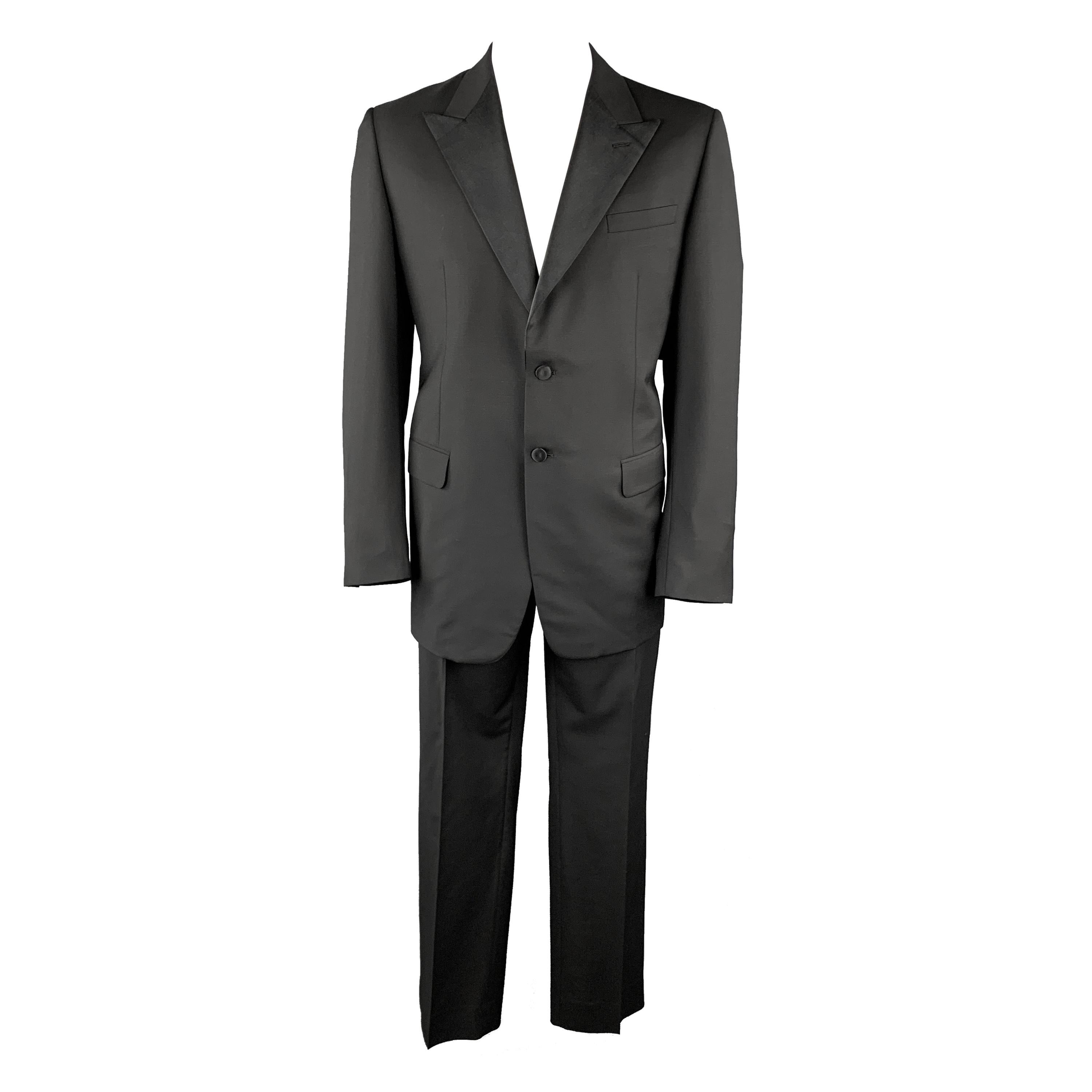 PRADA Size 48 Long Navy Wool Notch Lapel Suit For Sale at 1stDibs