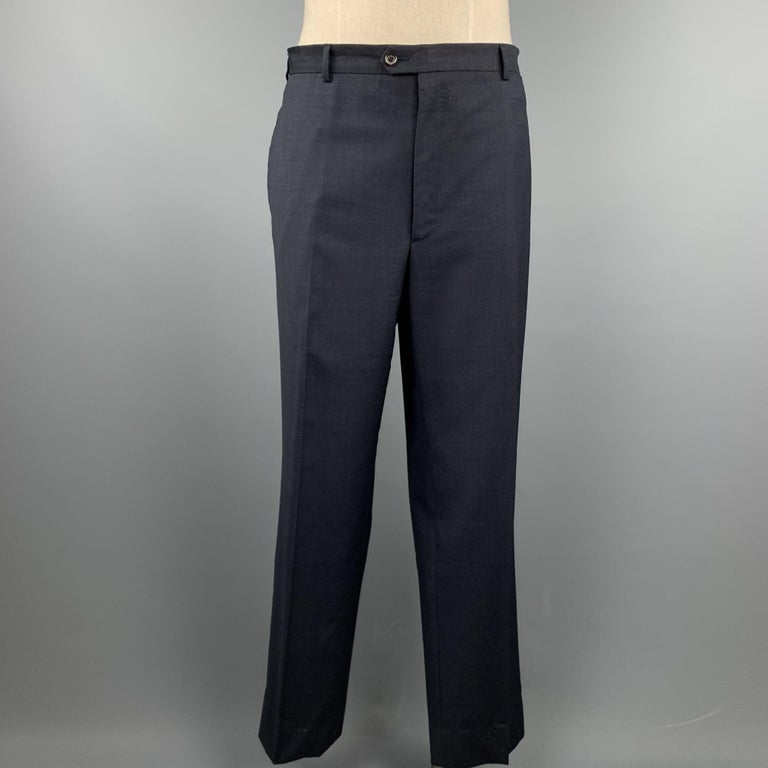 PRADA Size 48 Long Navy Wool Notch Lapel Suit For Sale at 1stDibs