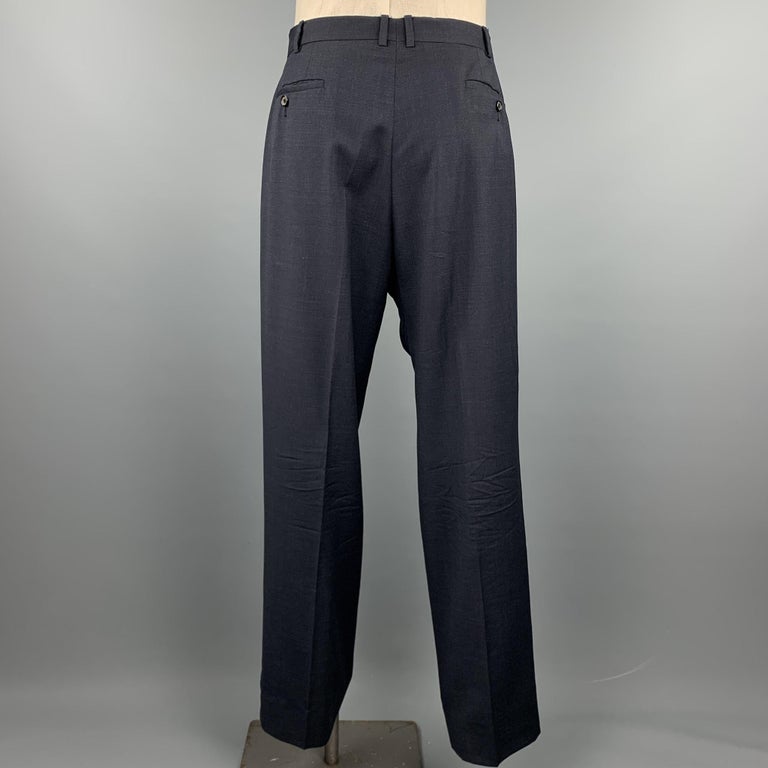 PRADA Size 48 Long Navy Wool Notch Lapel Suit For Sale at 1stDibs