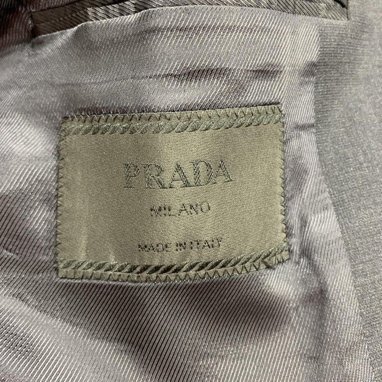 PRADA Size 48 Long Navy Wool Notch Lapel Suit For Sale at 1stDibs