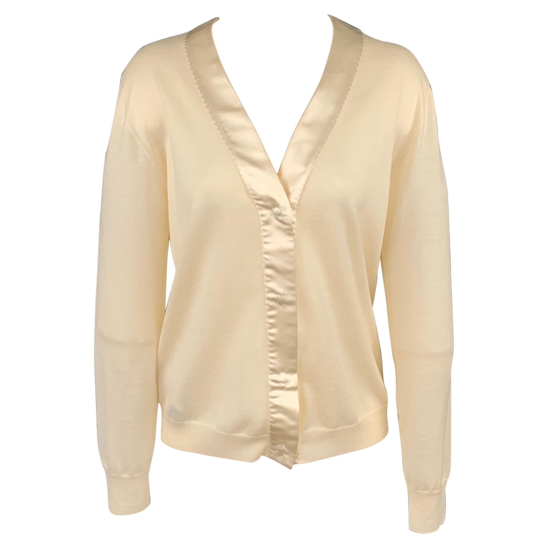 Prada Grey Knit Shawl Collar Cardigan at 1stDibs